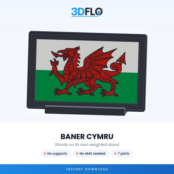 BANER CYMRU Welsh Flag Layered Art — STL Files (Digital Download) – 3DFLO